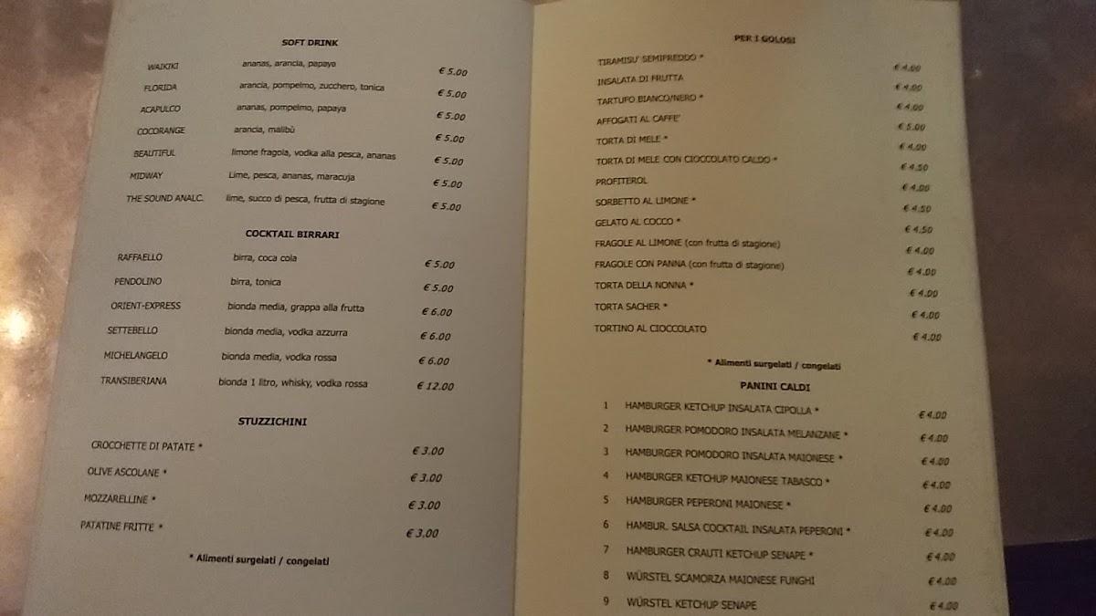 Menu da Power Station pub & bar, Ville