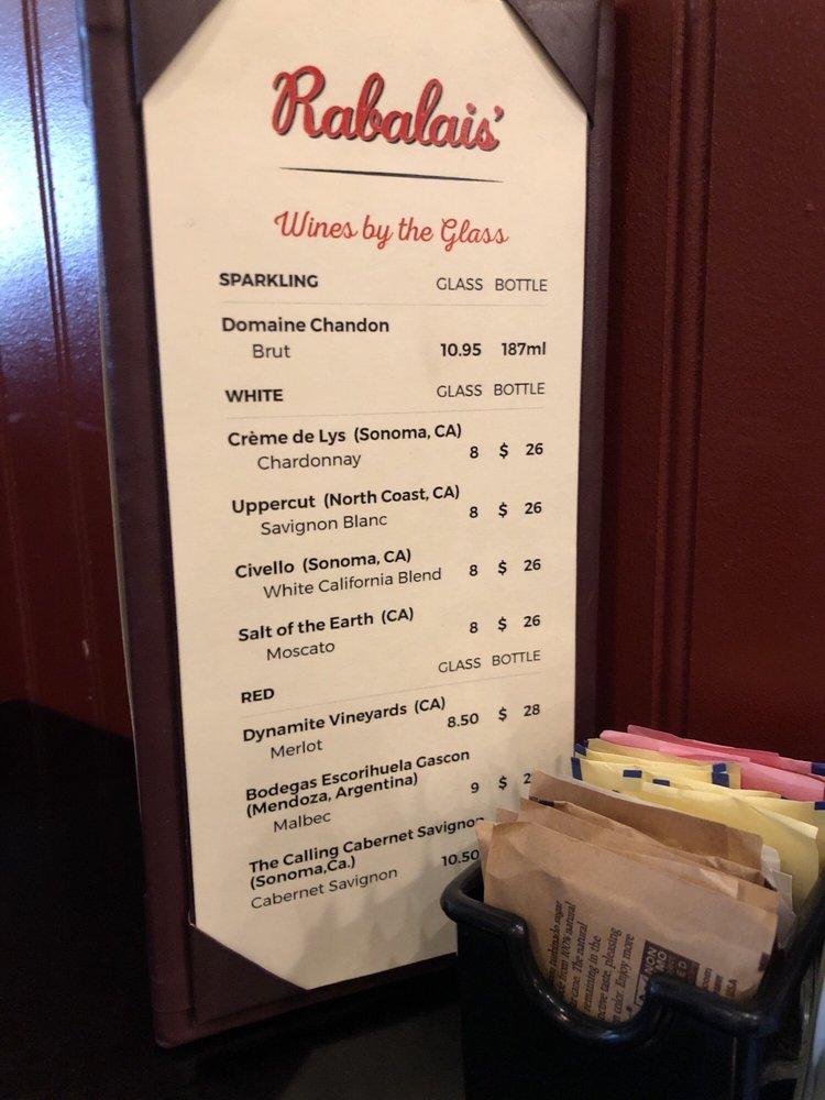 Menu at Rabalais' Bistro cafe, Santa Paula