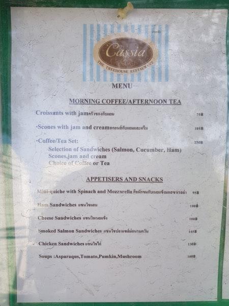 Menu at Cassia Cafe & Tea Room, Bangkok, 20 Soi Sukhumvit 31