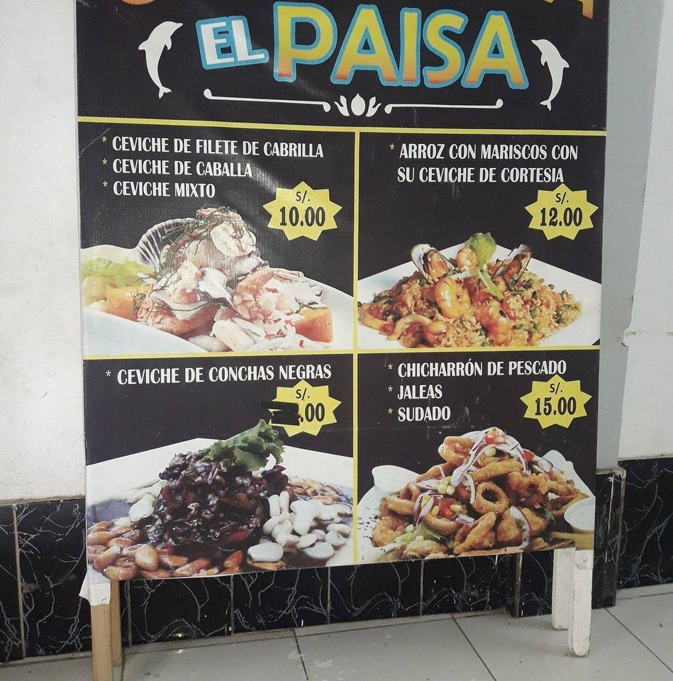 Menu at Cevicheria El PAISA restaurant, El Alto