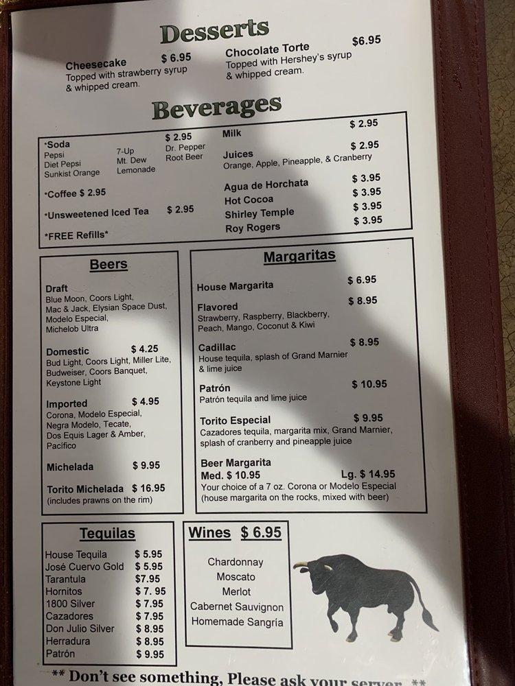 Menu at El Torito Bar & Grill, Omak