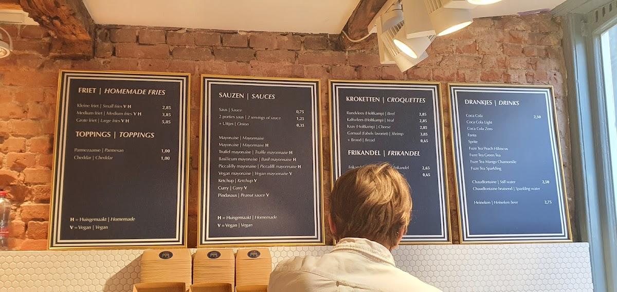 Menu at Fabel Friet, Amsterdam