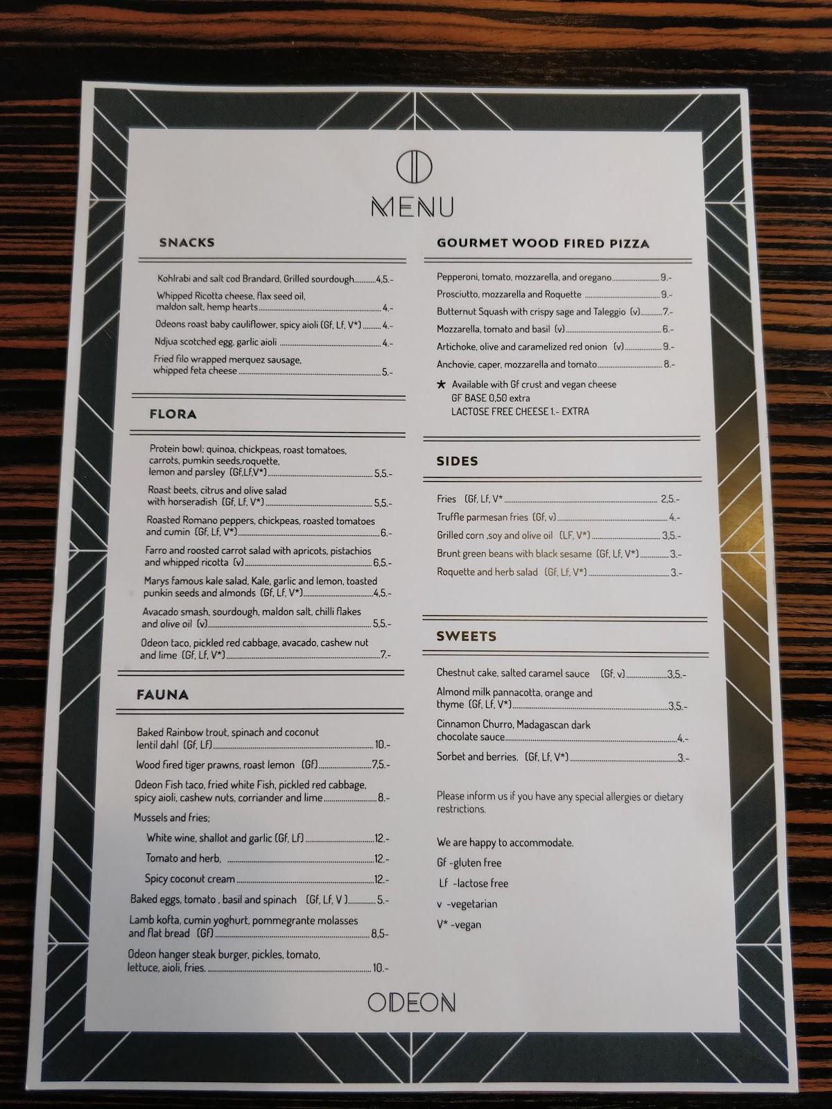Carta de Odeon Bar, Tallin
