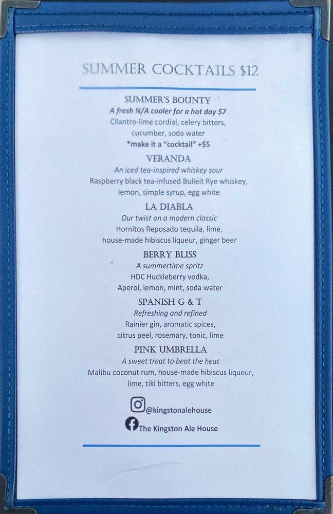Menu at The Kingston Ale House pub & bar, Kingston
