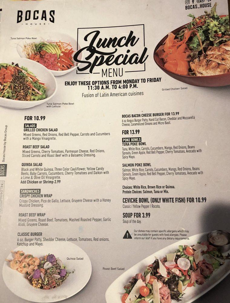 Carta del restaurante Bocas House, Doral, NW 25th St #101