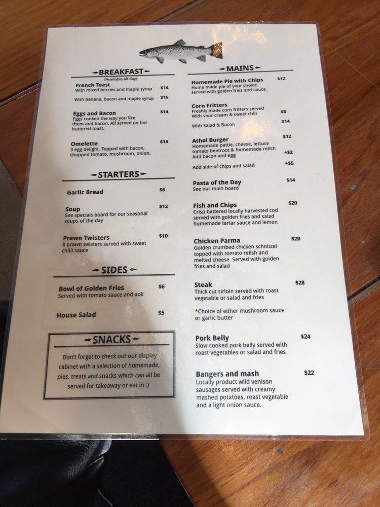 Menu at Brown Trout Cafe, Athol