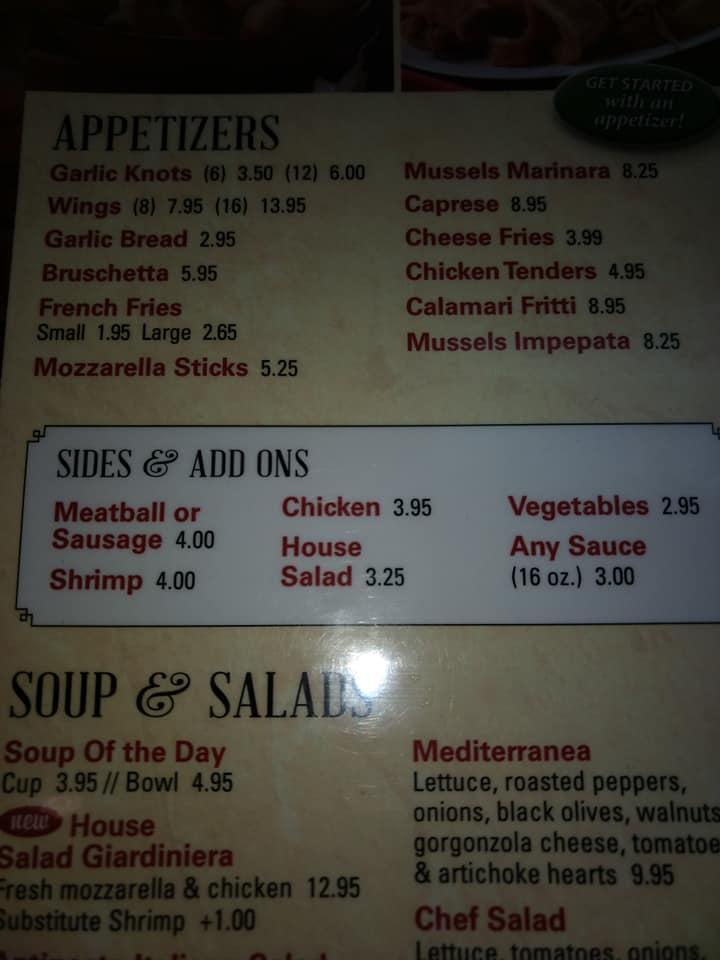 Menu at Ciao Bella Pizza & Pasta restaurant, Lakeland, N Socrum Loop Rd