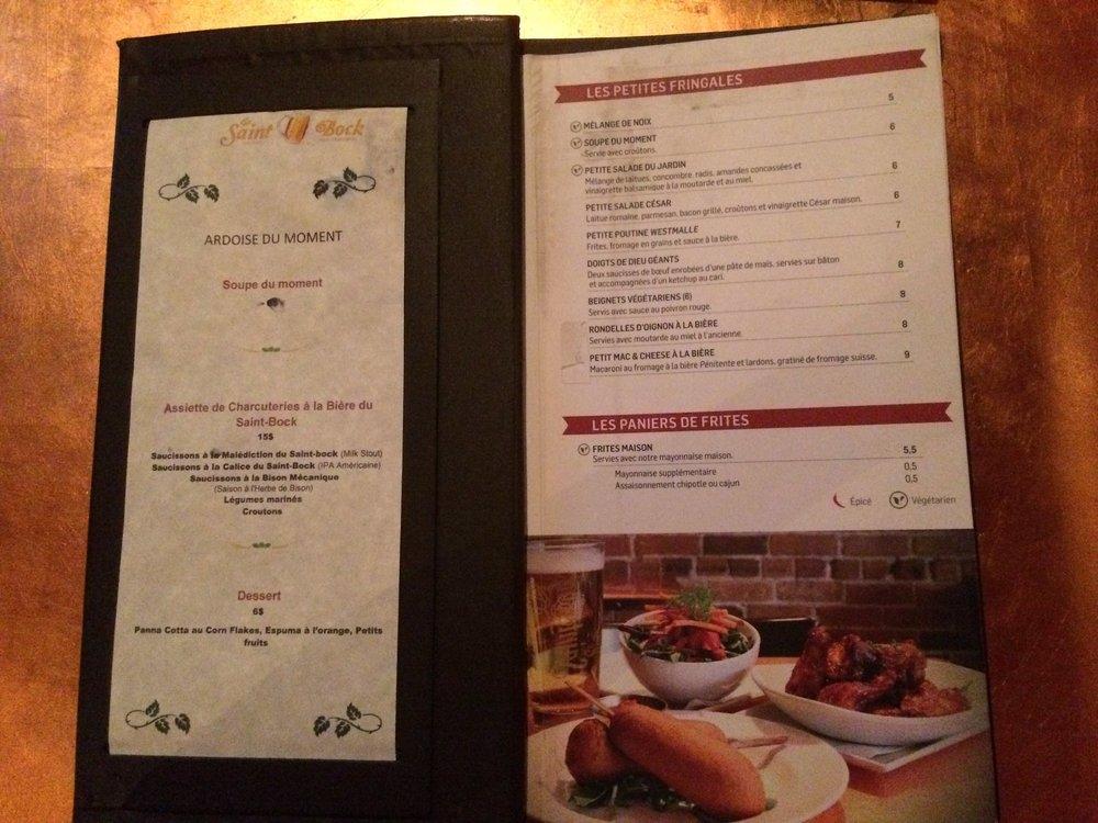 Menu at Le Saint-Bock - Brasserie Artisanale / Bazaar Microbrasserie ...