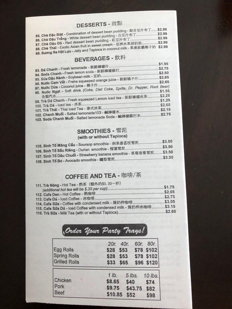 Menu at Pho Ben restaurant, Sugar Land, Wescott Ave Ste. 238