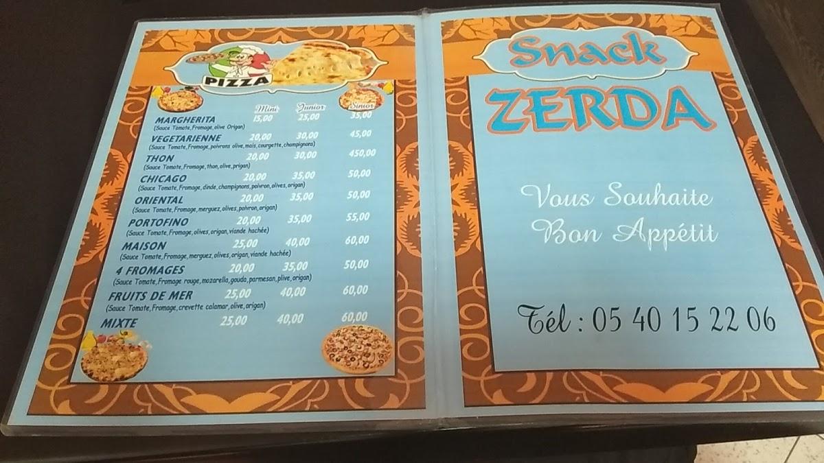 Speisekarte von Snack Zerda restaurant, Agadir