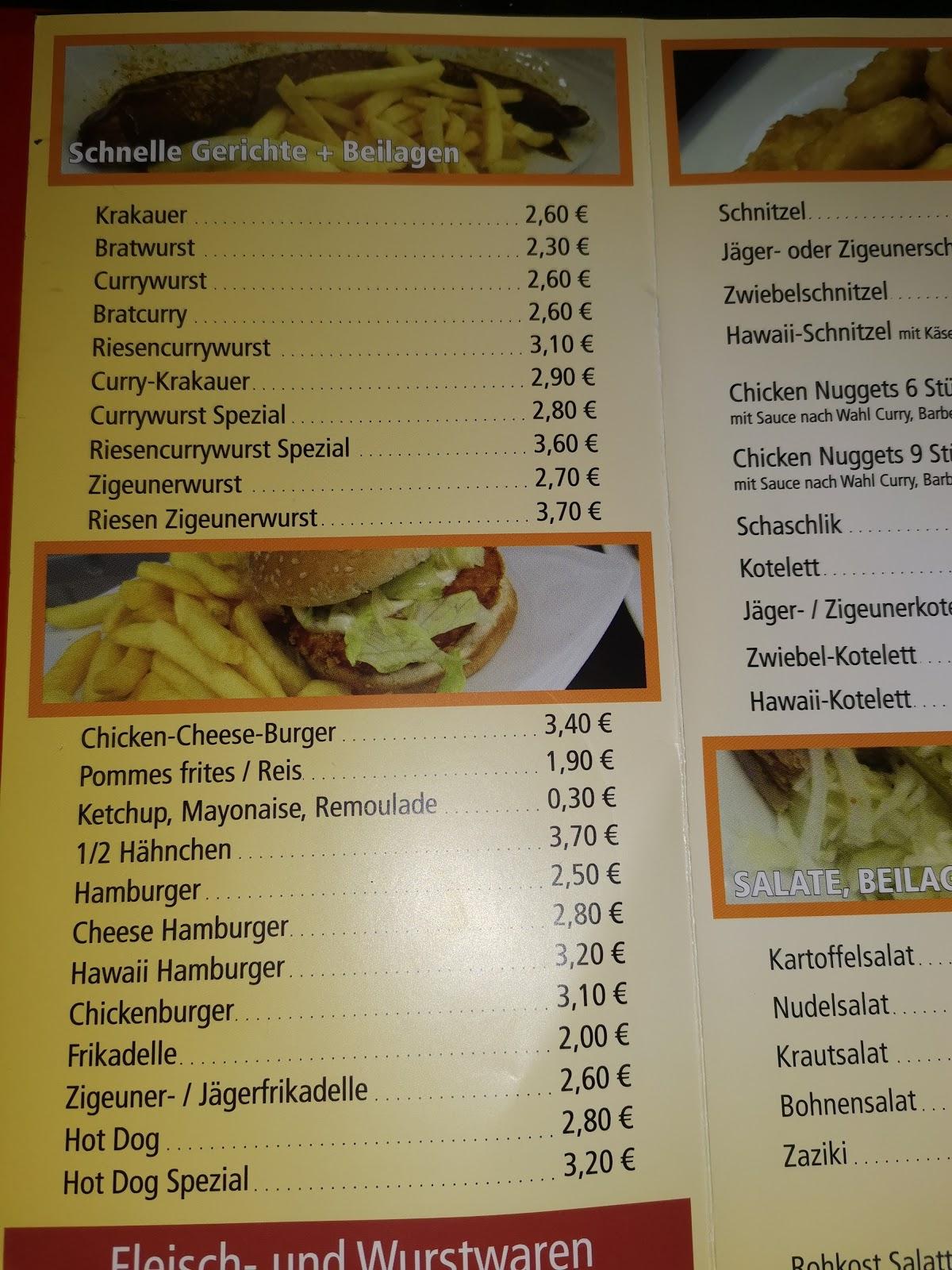Menu au Imbiss Snack-Eck fast food, Rahden