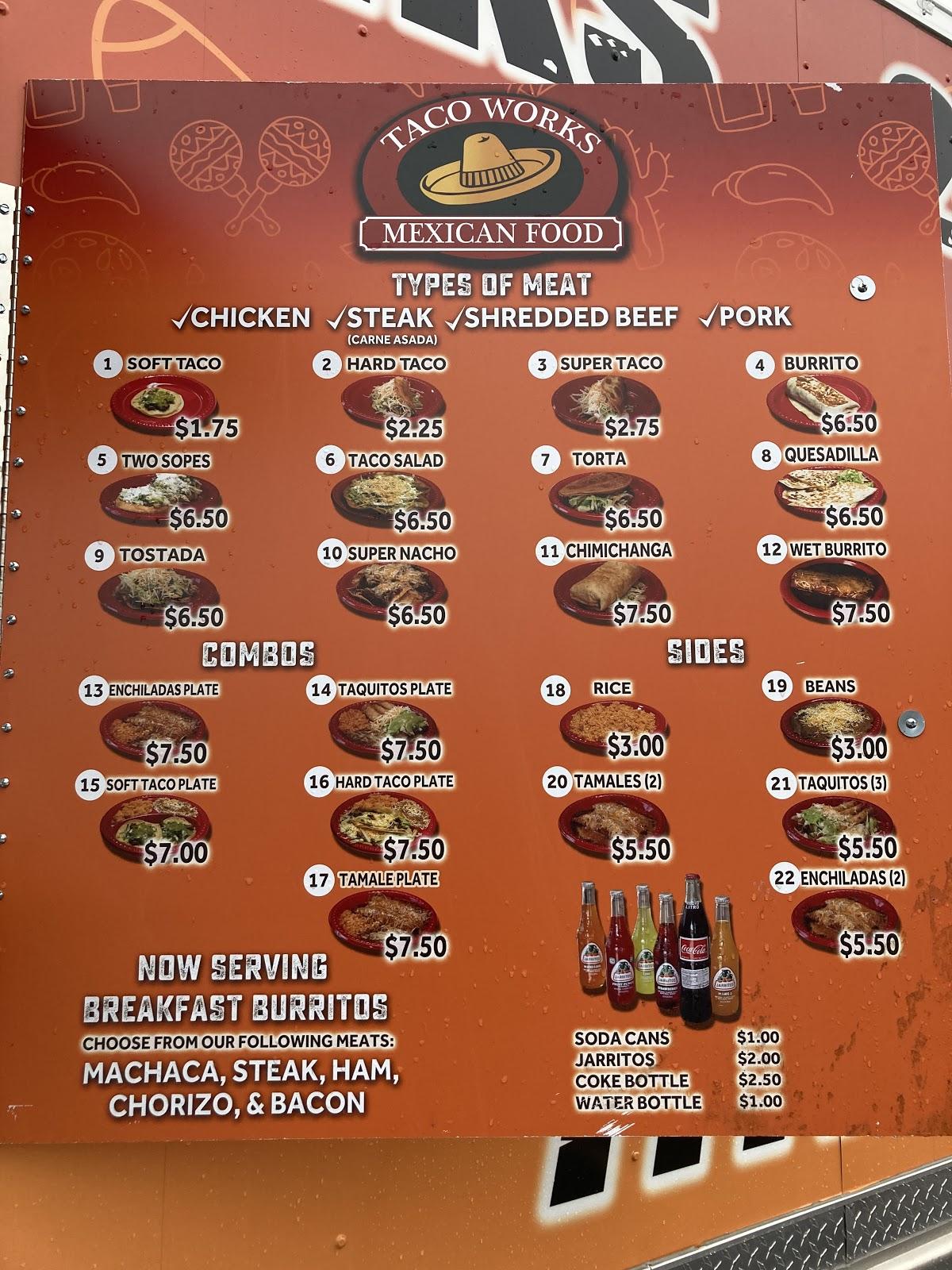 Menu at Taco Works Prairie restaurant, Coeur d'Alene
