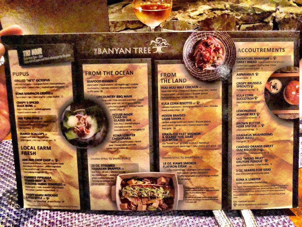 Carta del restaurante The Banyan Tree, Kapalua