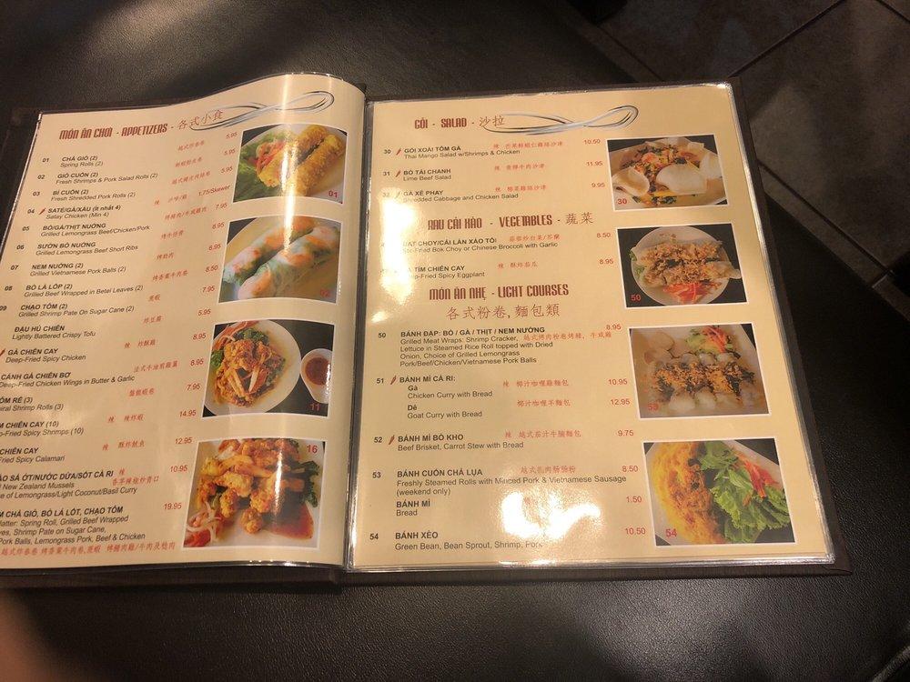 Menu at Bong Lua Vietnamese Restaurant 禾花, Toronto