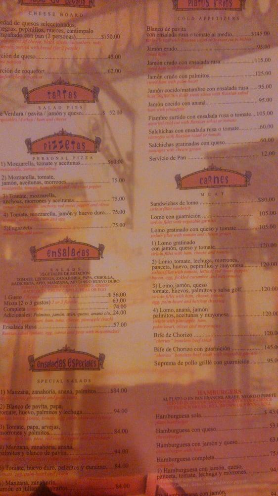 Menu at Café Tortoni, Buenos Aires, Av. de Mayo 825