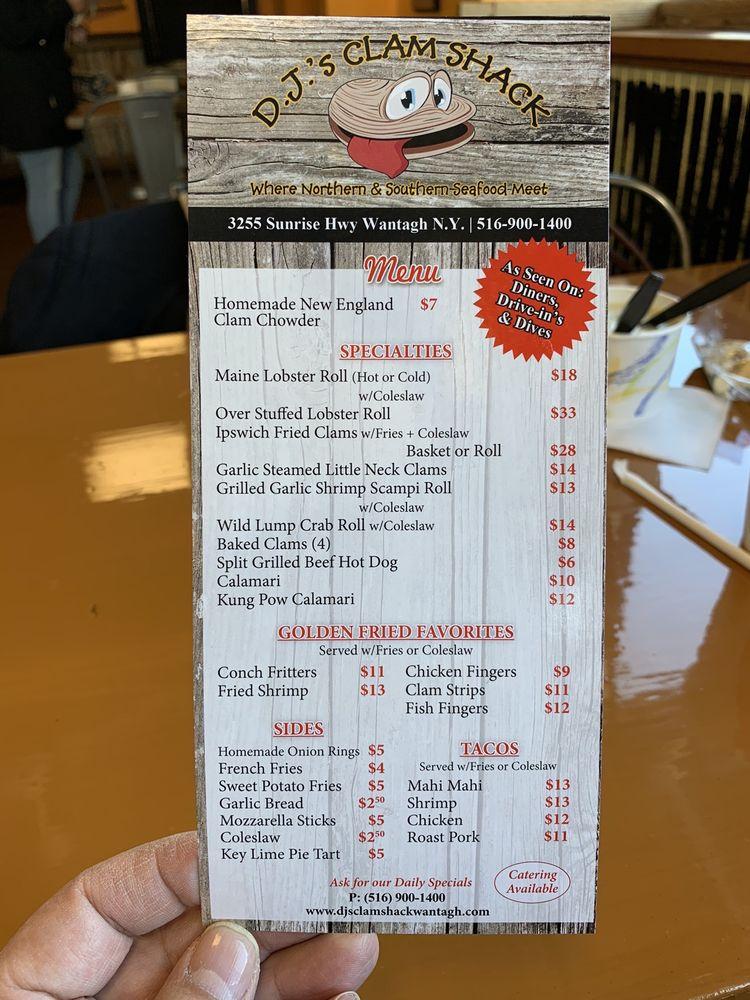 Menu at DJ's Clam Shack Wantagh restaurant, Wantagh