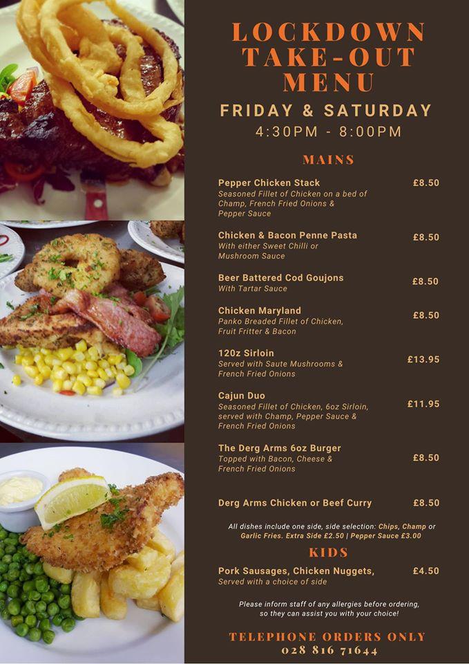 Menu at Derg Arms pub & bar, Castlederg
