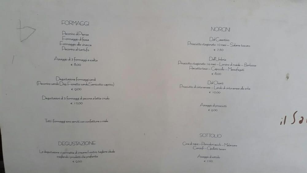 Menu da Il Santo Bevitore ristorante, Firenze, Via Santo Spirito
