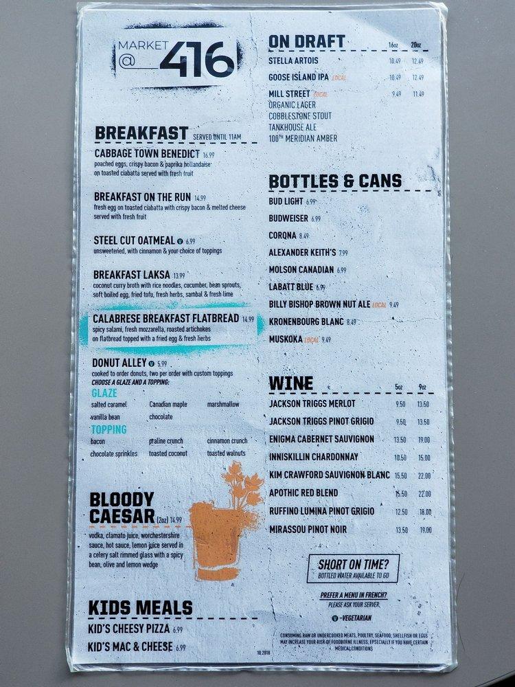 Menu at Market@416 cafe, Toronto