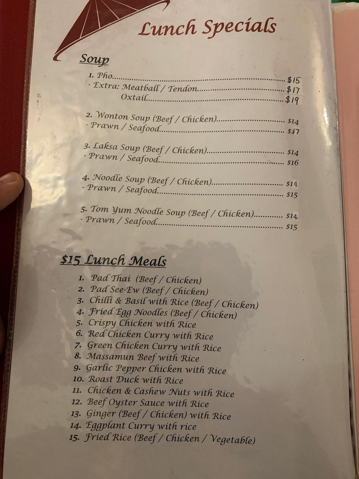 Menu at Non La restaurant, Darwin City