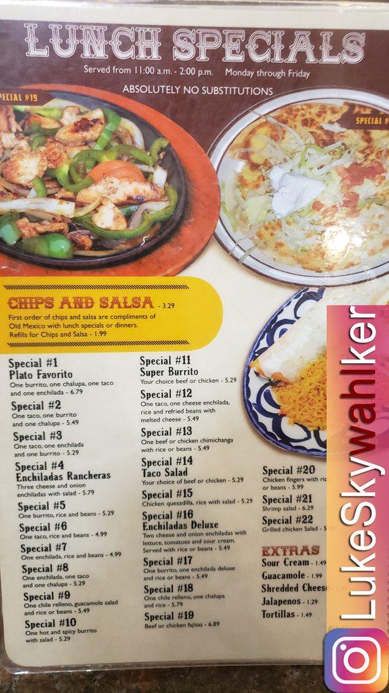 Menu at Old Mexico, Mexican Resturant restaurant, Greenville, 941 Fort ...