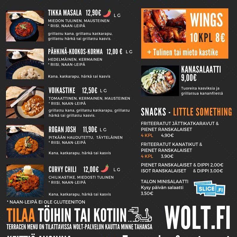 Menu at Terrace Bar & Restaurant, Pori, Yrjönkatu 13-15