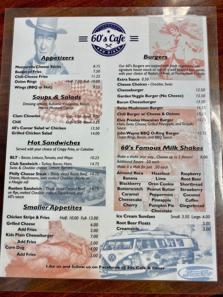 Menu at 60's Cafe & Diner, Lincoln City
