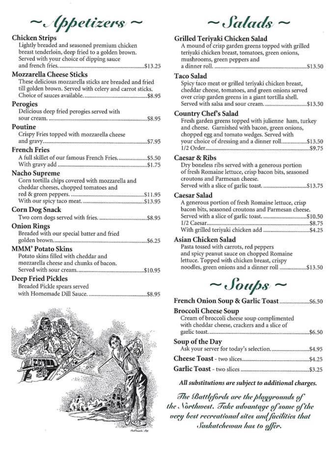 Menu at Country Cuisine restaurant, North Battleford, 99 St