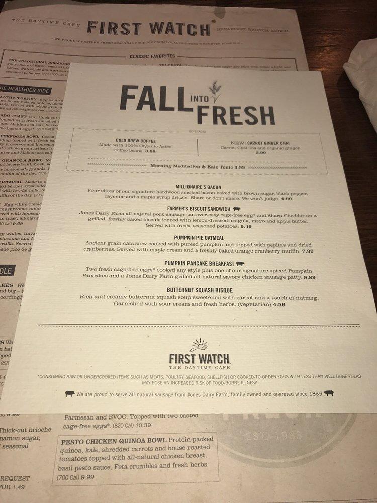 Menu at First Watch cafe, Destin