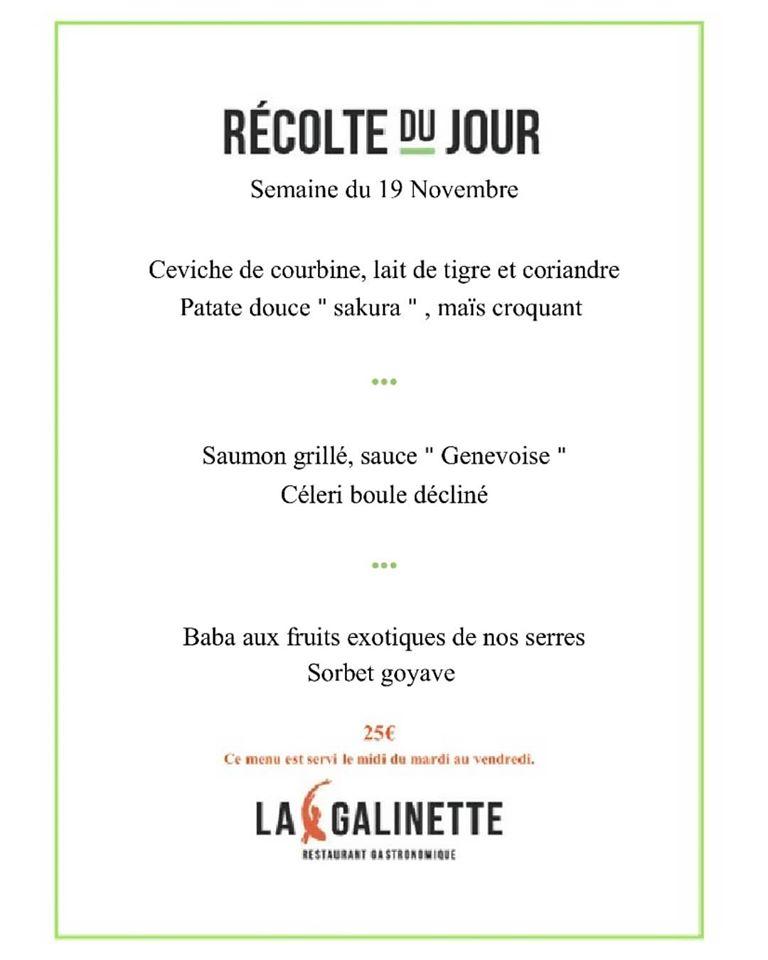 Menu at La Galinette restaurant, Perpignan