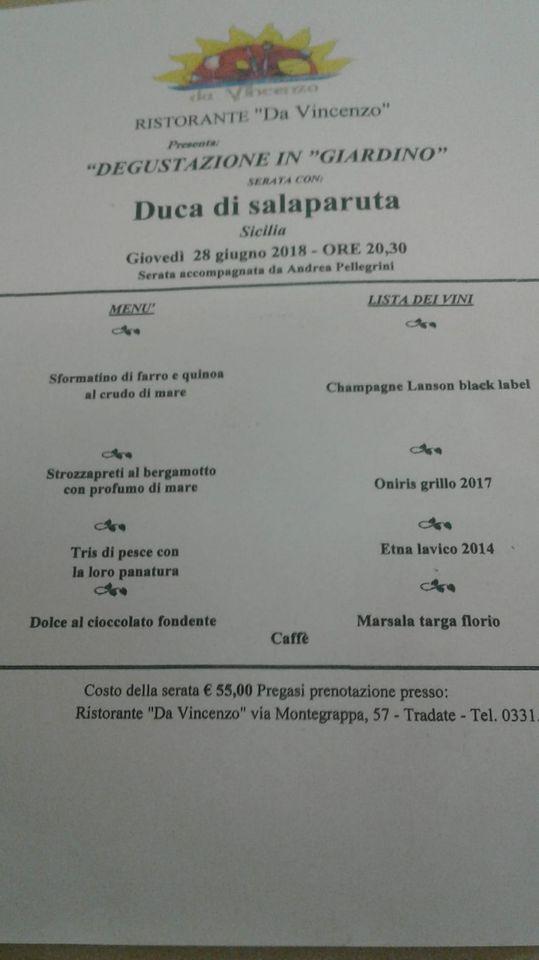 Menu da Ristorante Da Vincenzo - Ristorante Da Vinci Srl, Tradate