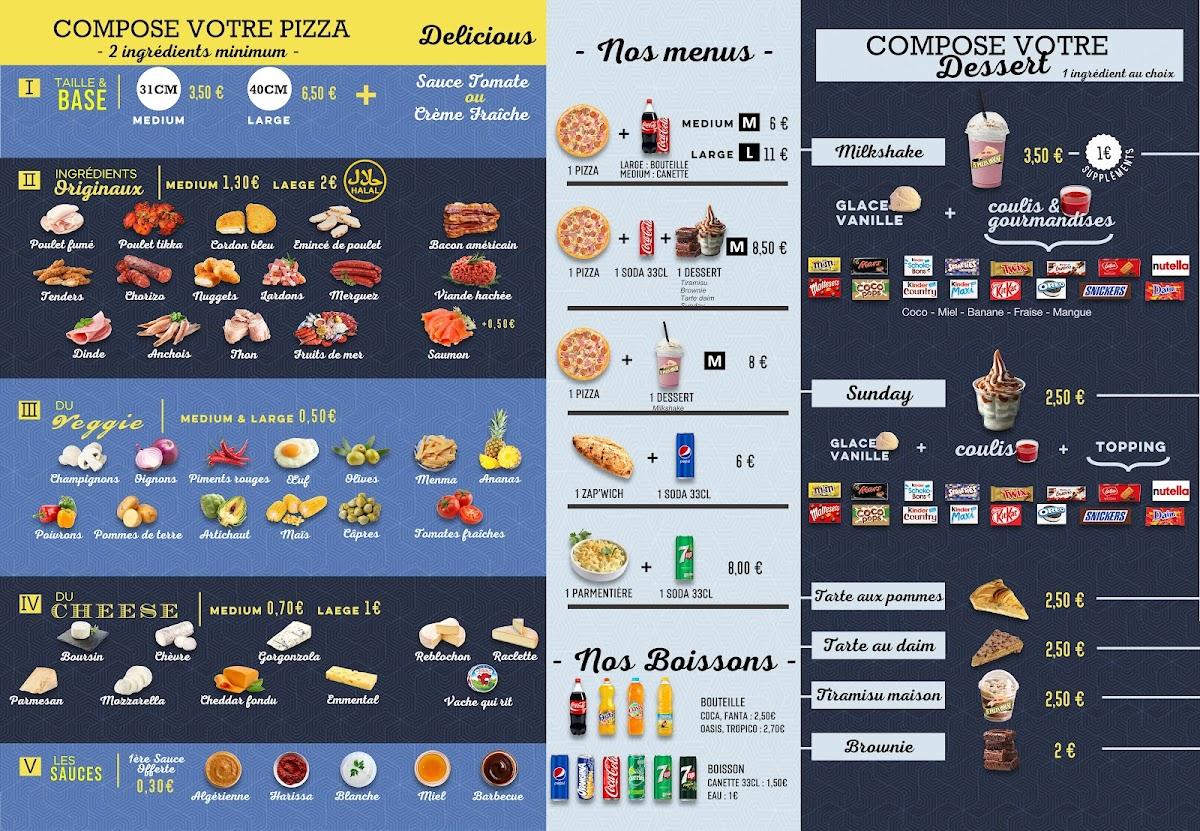Menu at 5 PIZZA HOUSE restaurant, Paris