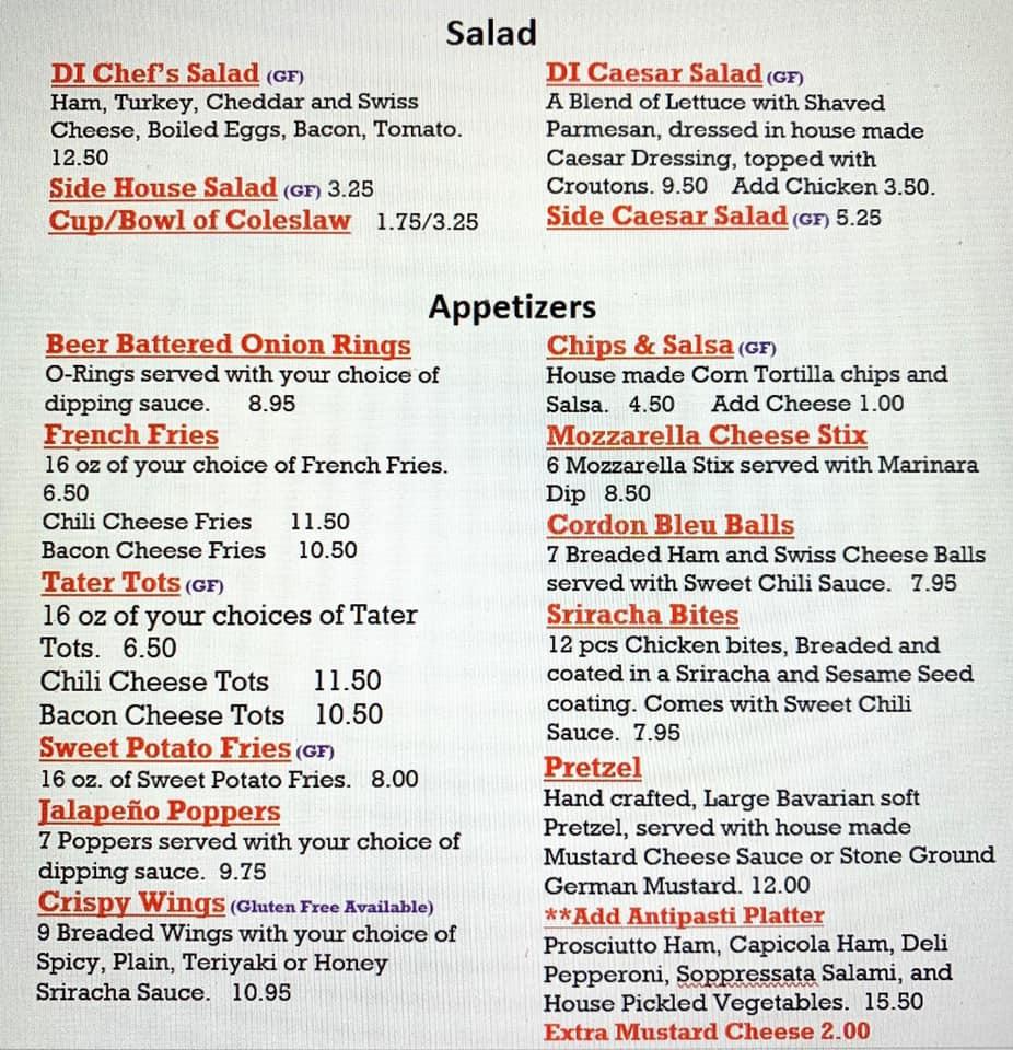 Menu at Desert Inn Sports Bar and Grill, Metolius