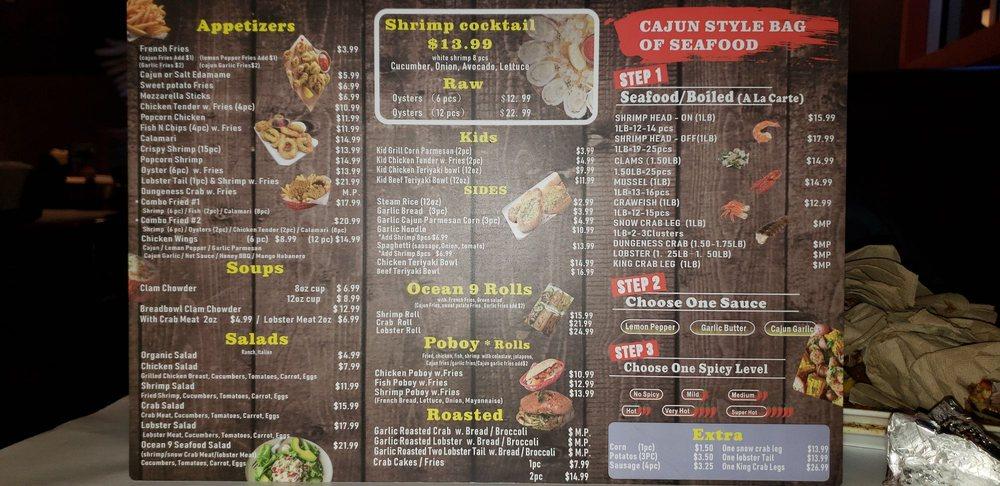 Menu at Ocean 9 Crab Cajun & Seafood restaurant, Antioch