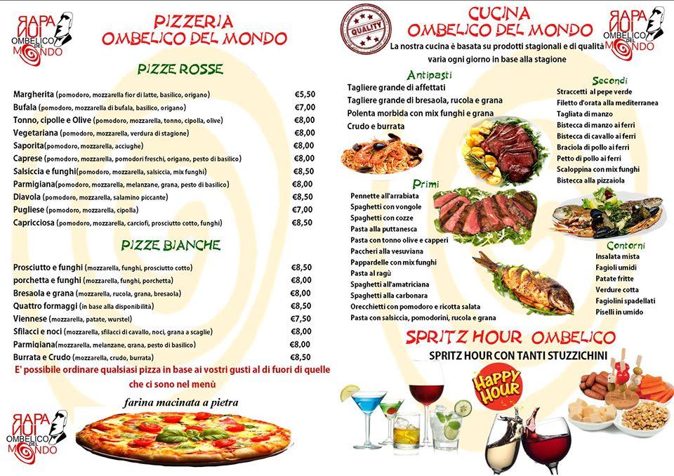 Menu at Ombelico del mondo PD restaurant, Padua, Via S. Marco
