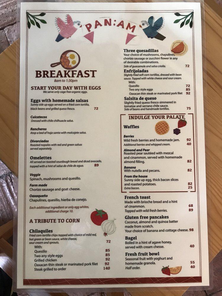 Carta de cafetería PAN:AM, Oaxaca, Abasolo 103 Centro