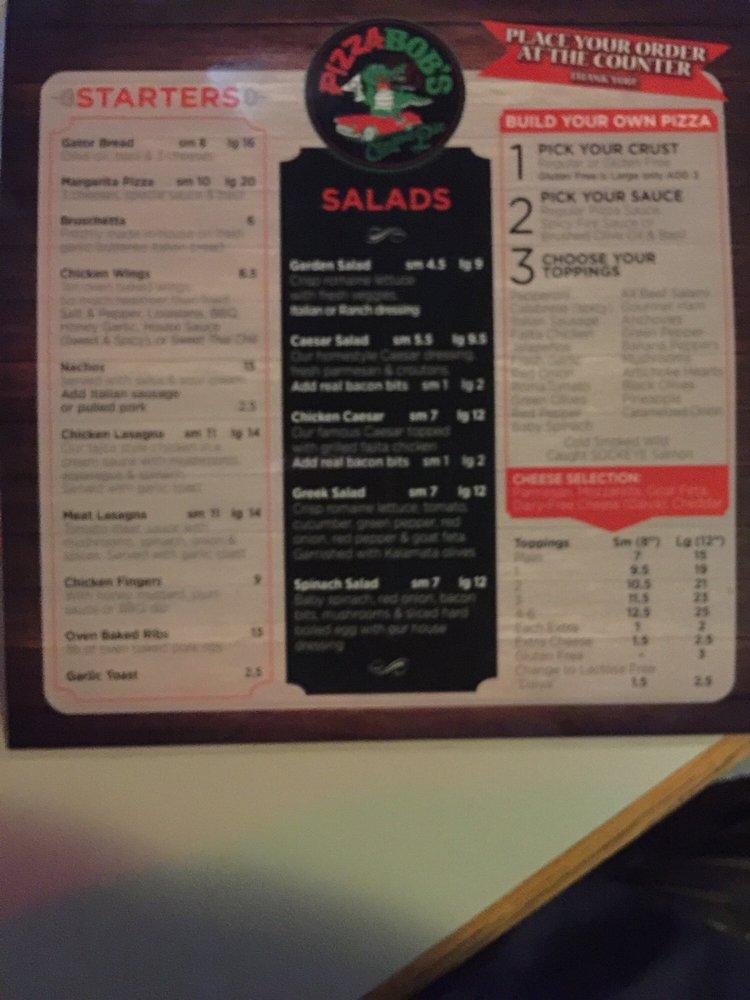 Menu at Pizza Bob's Classic Pie pizzeria, Calgary