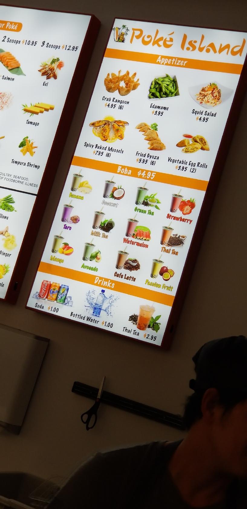 Menu at Poke Island restaurant, Pinellas Park