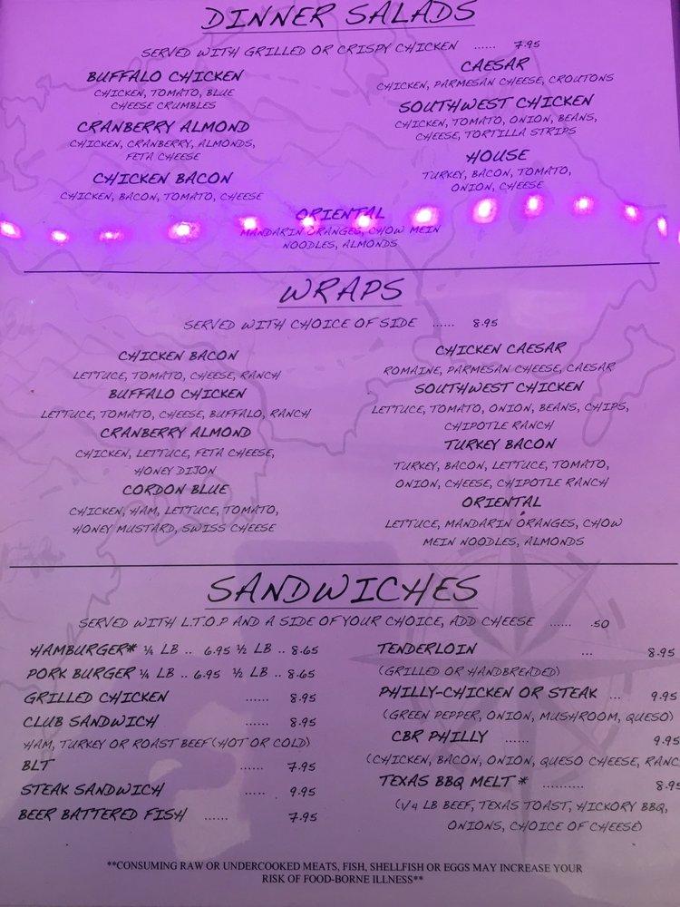 Menu at The Cove Restaurant and Bar, Boonville
