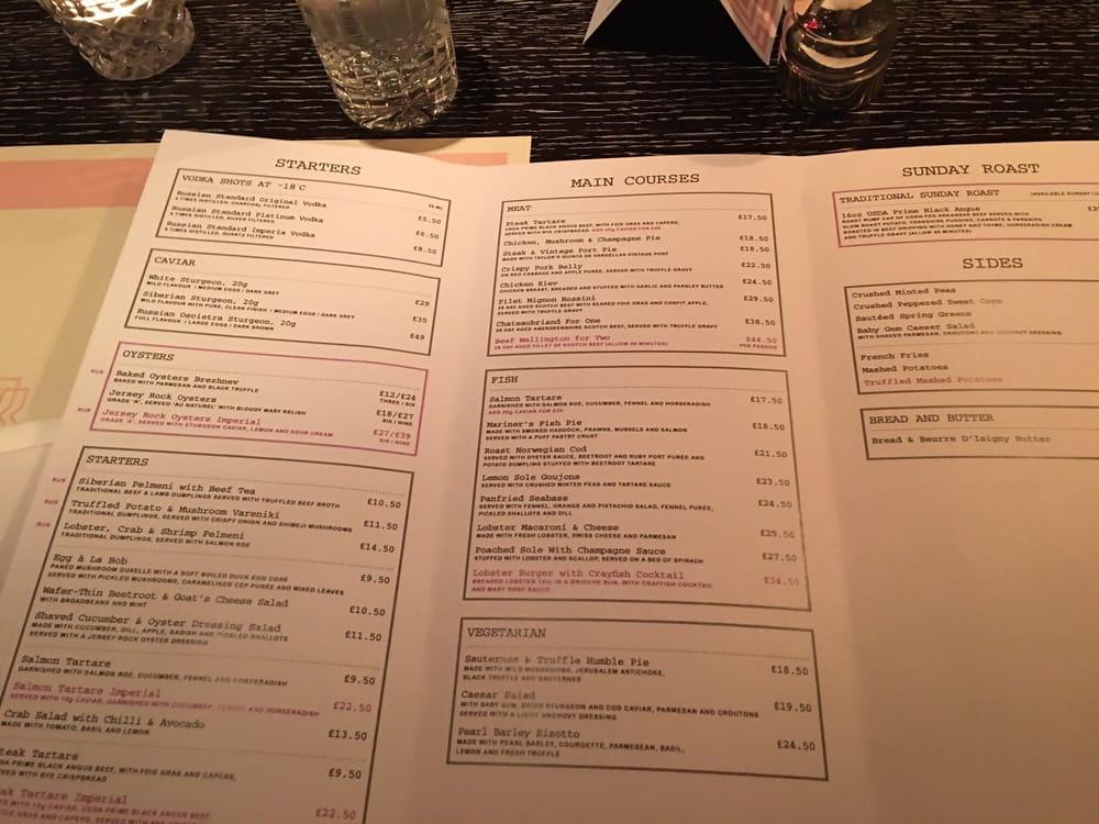 Menu at Bob Bob Ricard Soho pub & bar, London