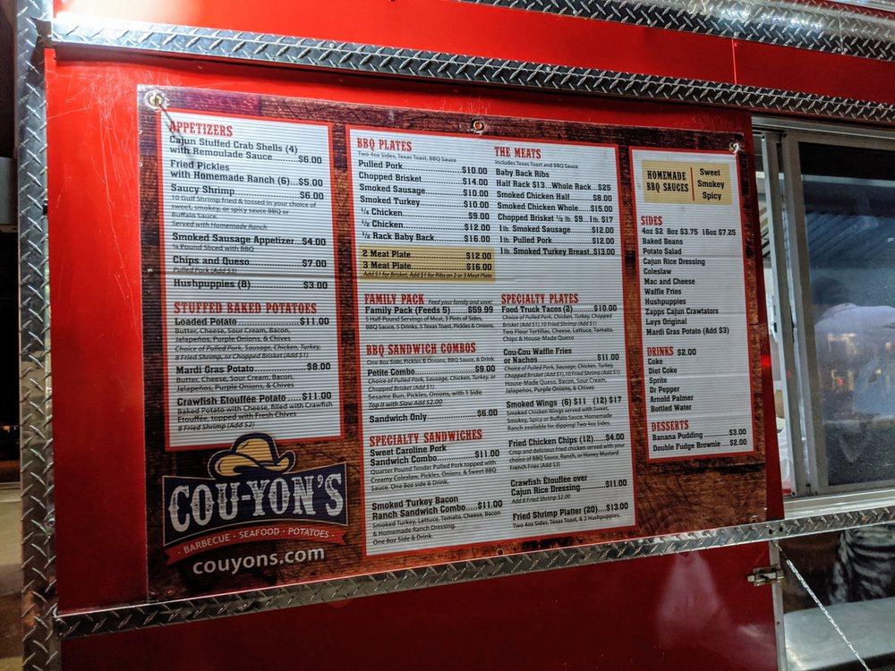 Menu at Couyon's Express BBQ, Baton Rouge
