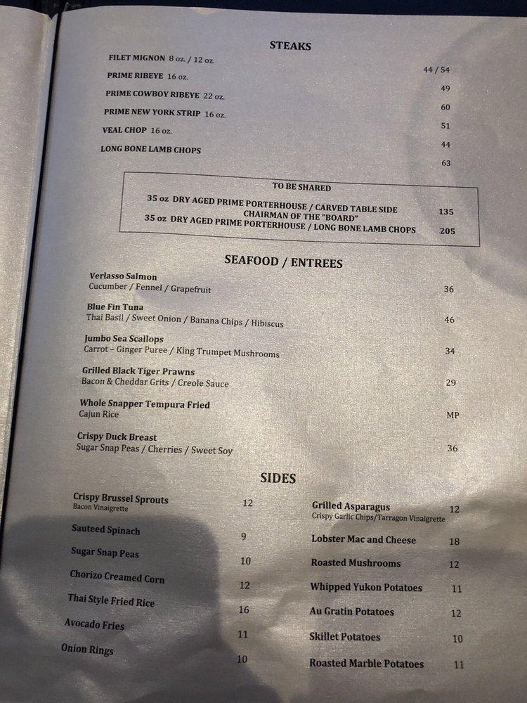 Menu at Dee Lincoln Prime restaurant, Frisco