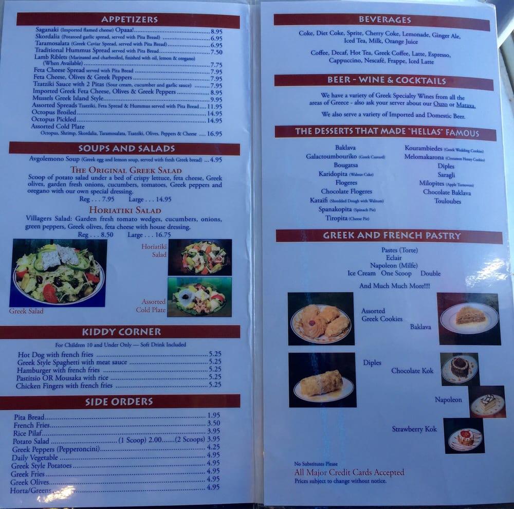 Menu at Hellas Restaurant & Bakery, Tarpon Springs