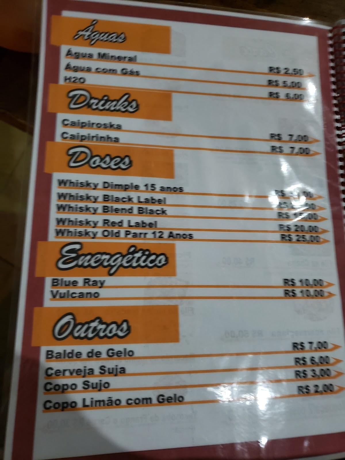 Menu at La' Brasa Hamburgueria restaurant, Brazil