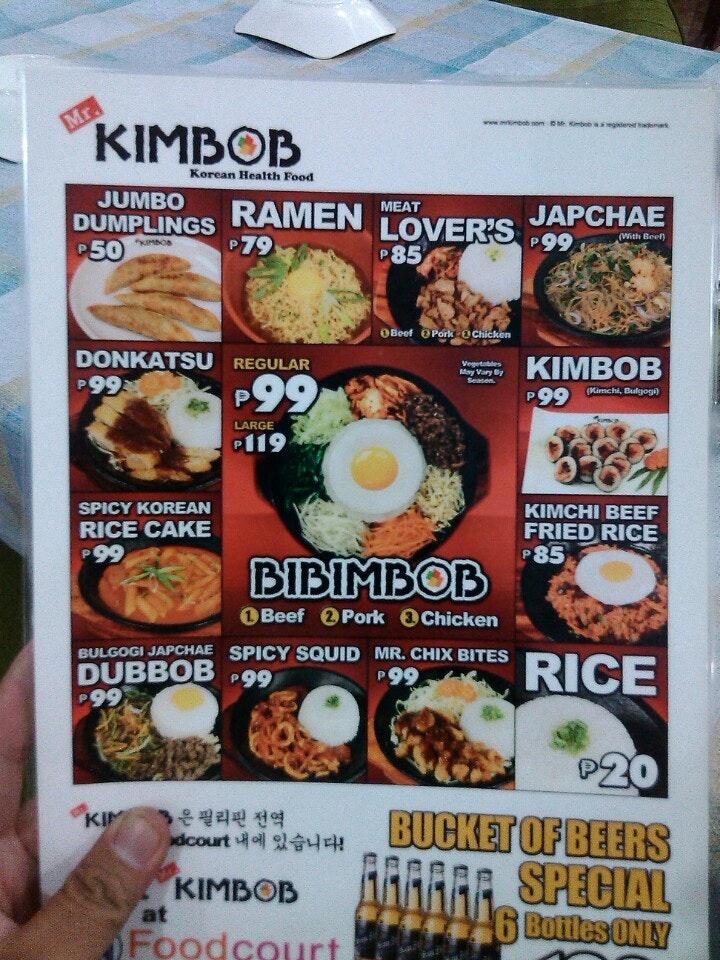 Menu at Mr. Kim Bob - SM Makati restaurant, Makati, Food Stand 3 SM ...