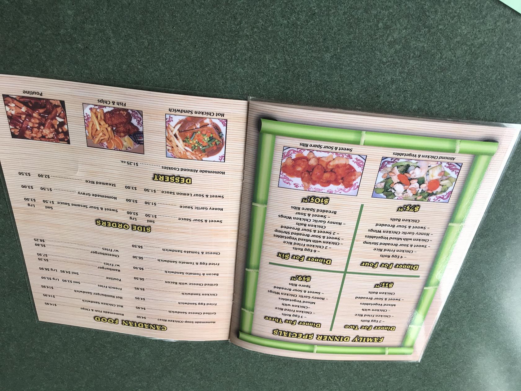 Menu at Orient Garden Restaurant, Temagami