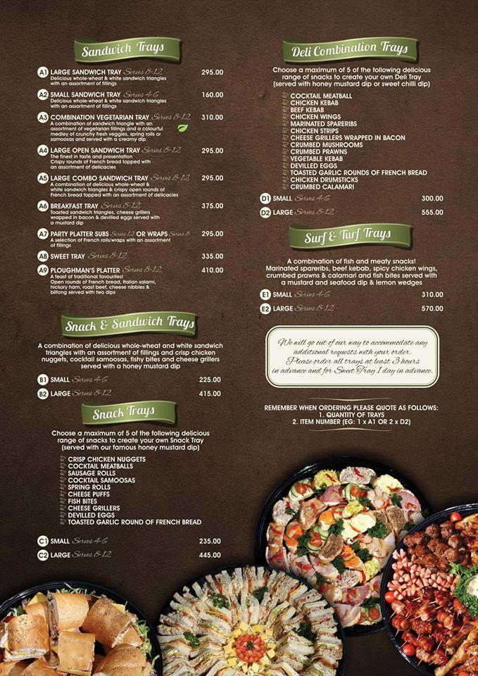 Menu at The Sandwich Shop cafe, Mossel Bay