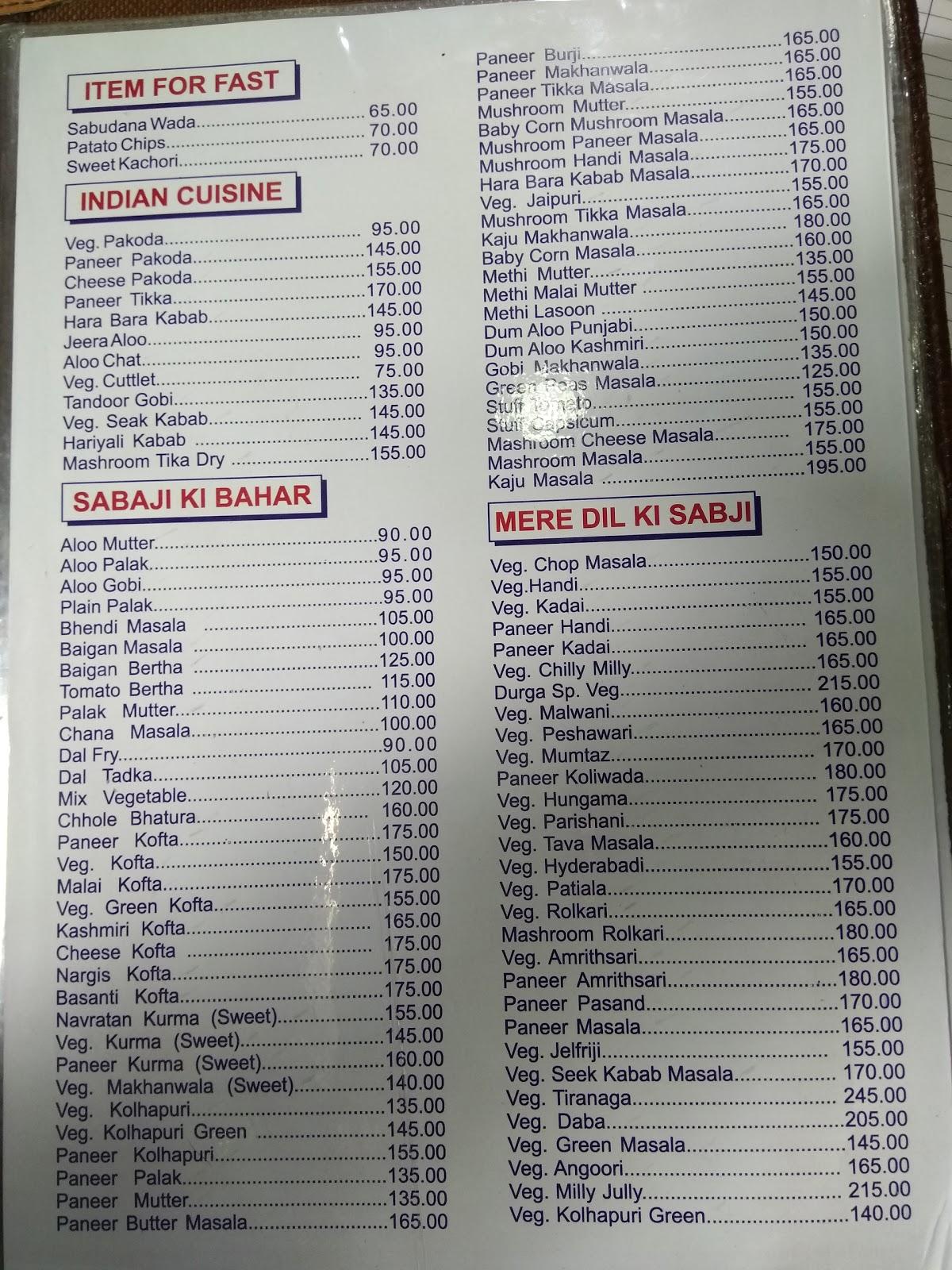 Menu at Durga Vihar Pure Veg, Thane
