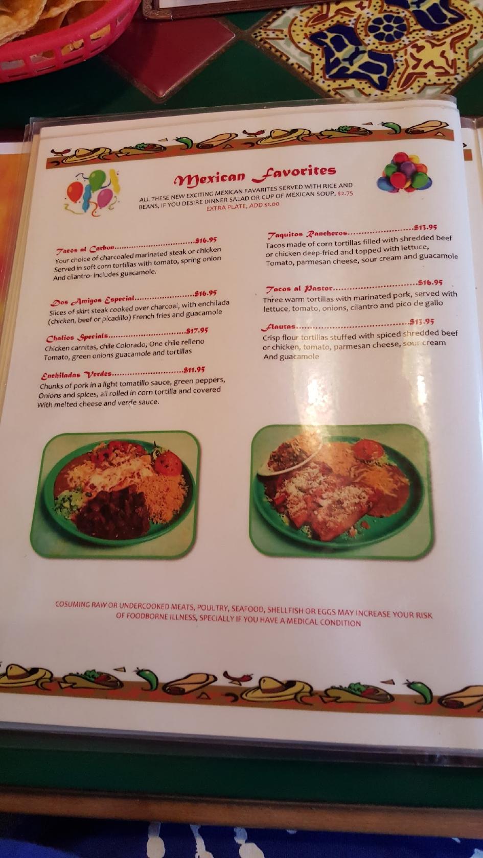 Menu at Los Dos Amigos Fiesta restaurant, Roseburg, NE Stephens St