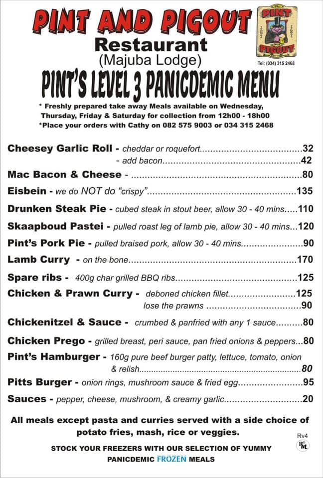 Menu at Pint and Pigout pub & bar, Newcastle